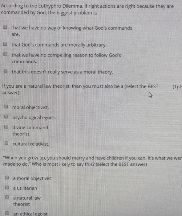 Solved According to the Euthyphro Dilemma, if right actions | Chegg.com