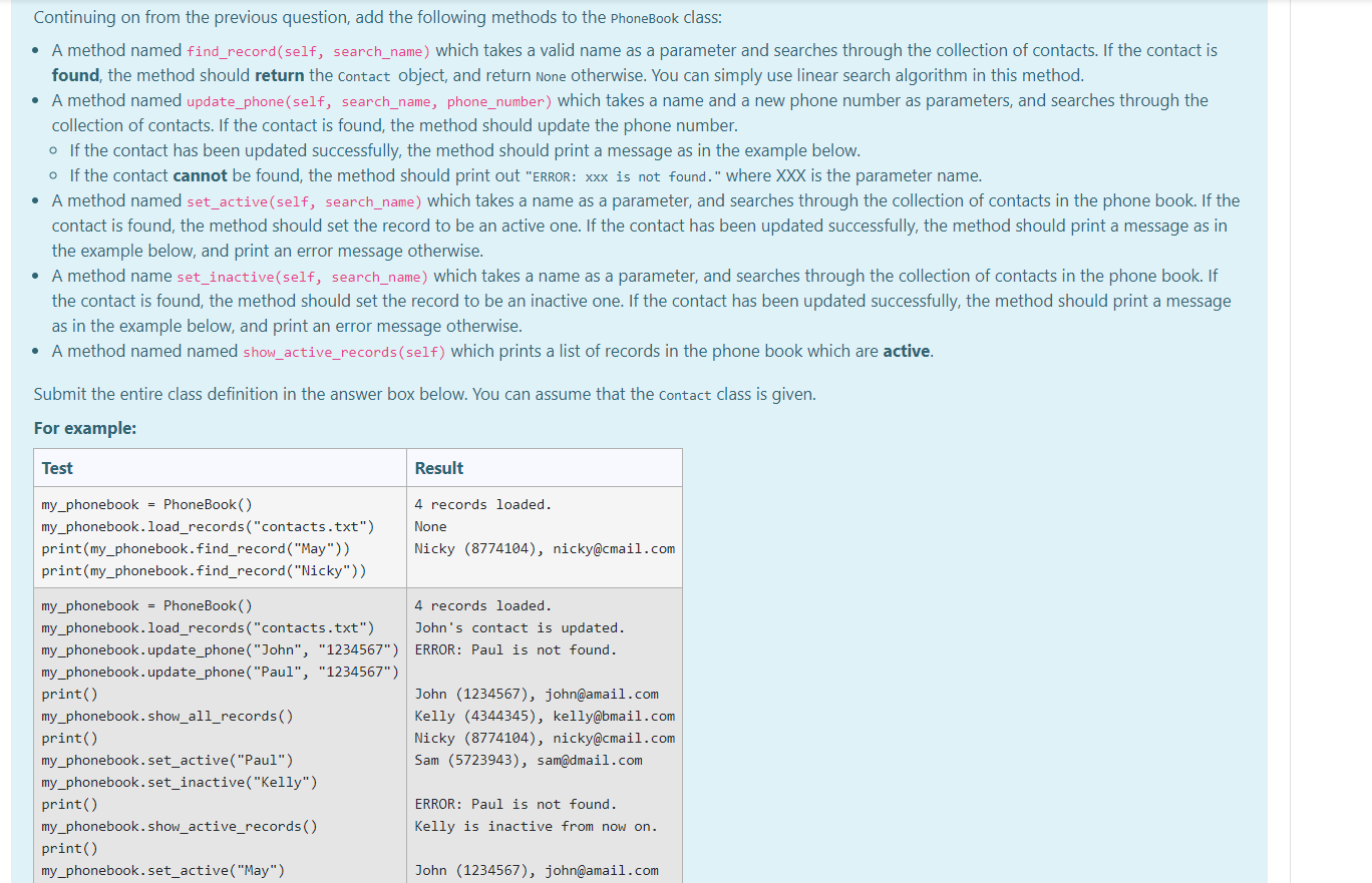 Solved Define a class named PhoneBook which represents a | Chegg.com