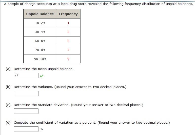 Solved A sample of charge accounts at a local drug store | Chegg.com