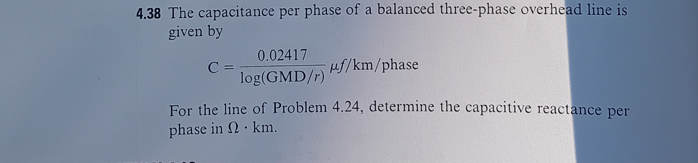 Solved 4.38 ﻿The capacitance per phase of ﻿a balanced | Chegg.com