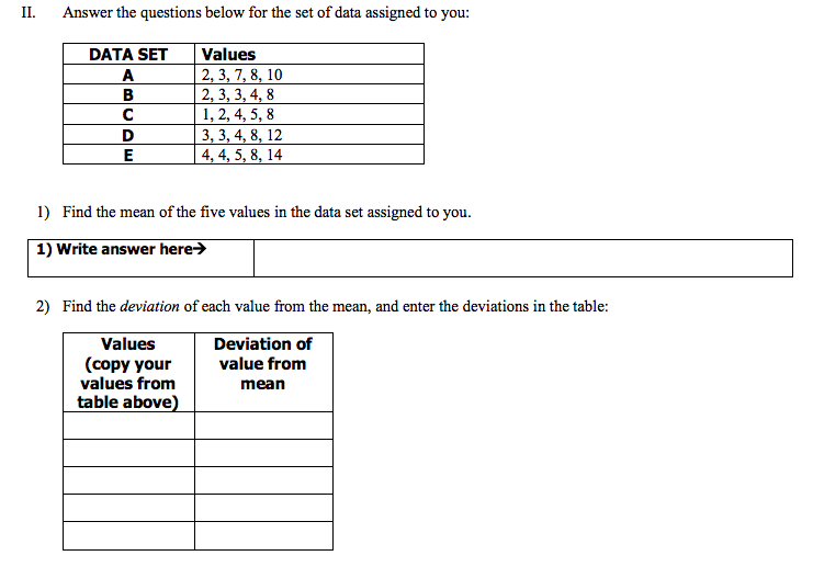 Solved Answer the questions below for the set of data | Chegg.com