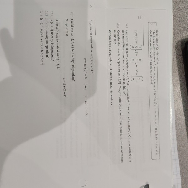 Solved = = 0 If at least one , Trivial Linear Combination | Chegg.com