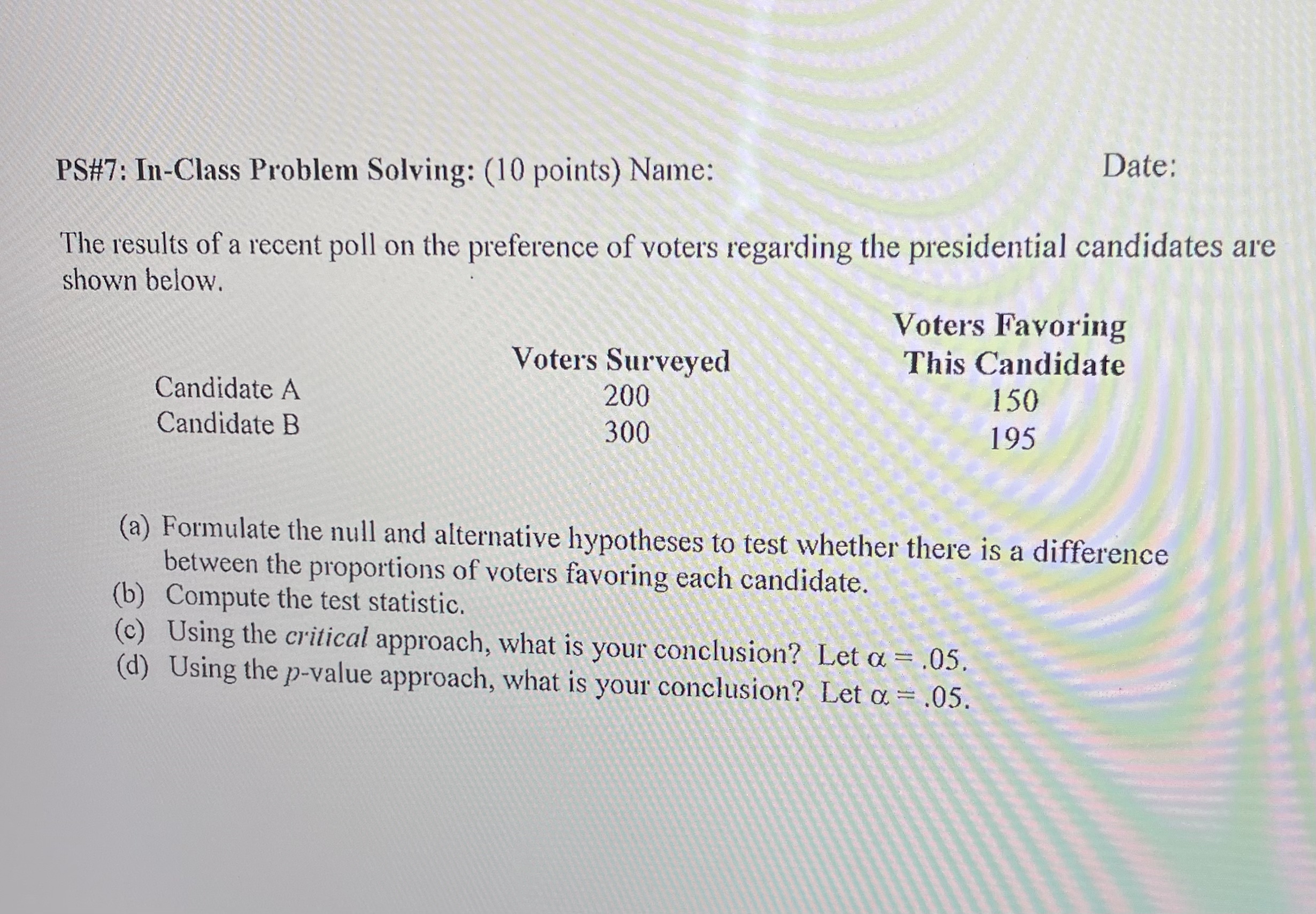Solved Ps7 In Class Problem Solving 10 Points Name 