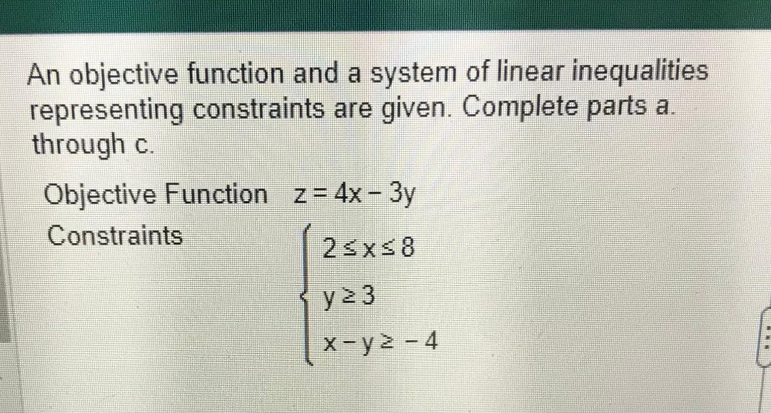 Solved a. Graph the system of inequalities representing | Chegg.com