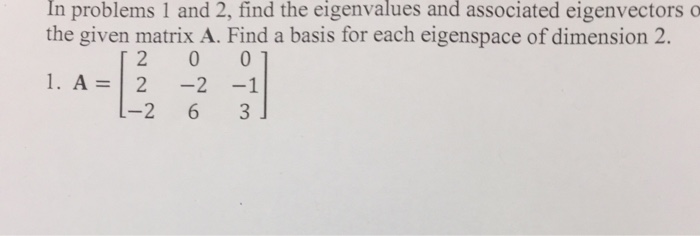 Solved Find the eigenvalues and associated eigenvectors of | Chegg.com