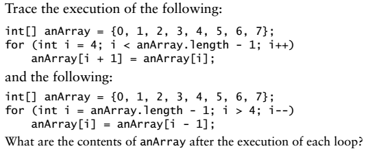 Solved = Trace the execution of the following: int[] anArray | Chegg.com