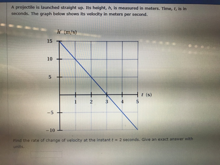 Solved A projectile is launched straight up. Its height, h, | Chegg.com