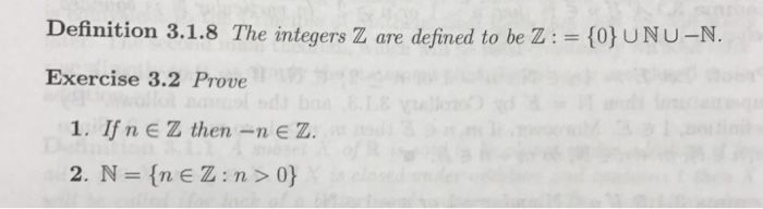 Solved The integers Z are defined to be Z : = {0} Union N | Chegg.com