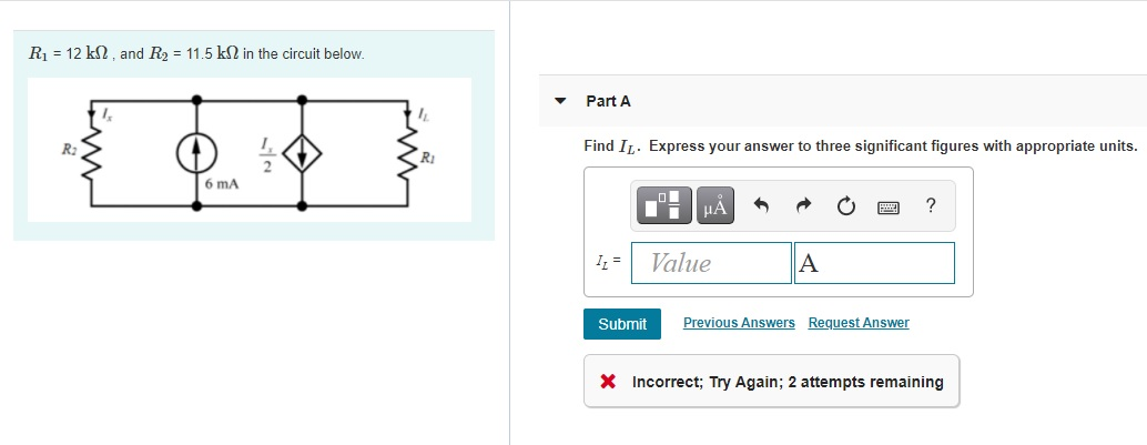 Solved R1 = 12 k22, and R2 = 11.5 k 2 in the circuit below. | Chegg.com