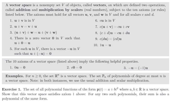 Solved A vector space is a nonempty set V of objects, called | Chegg.com
