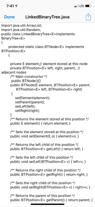 Java Use the LinkedBinaryTree | Chegg.com