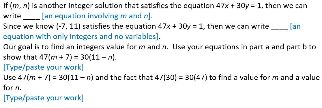 Solved If (m,n) is another integer solution that satisfies | Chegg.com