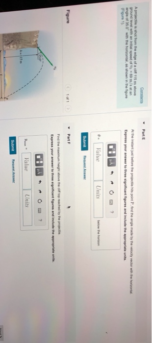 Solved Part A A projectile is shot from the edge of a cliff | Chegg.com