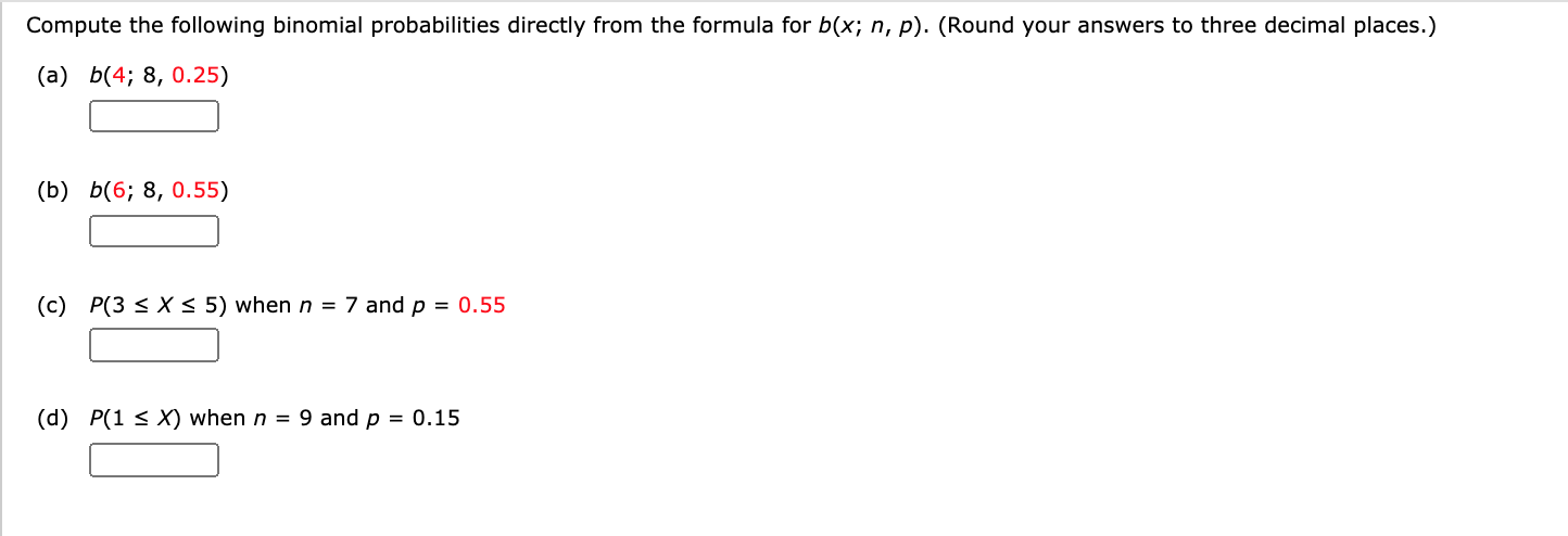 Solved Compute the following binomial probabilities directly | Chegg.com