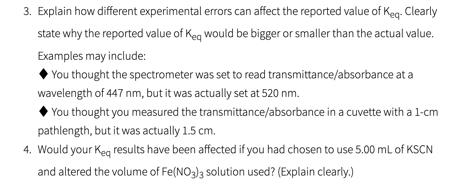 Solved 3. Explain how different experimental errors can | Chegg.com