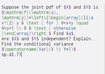 Solved Suppose the joint pdf of $X$ and $y$ is | Chegg.com