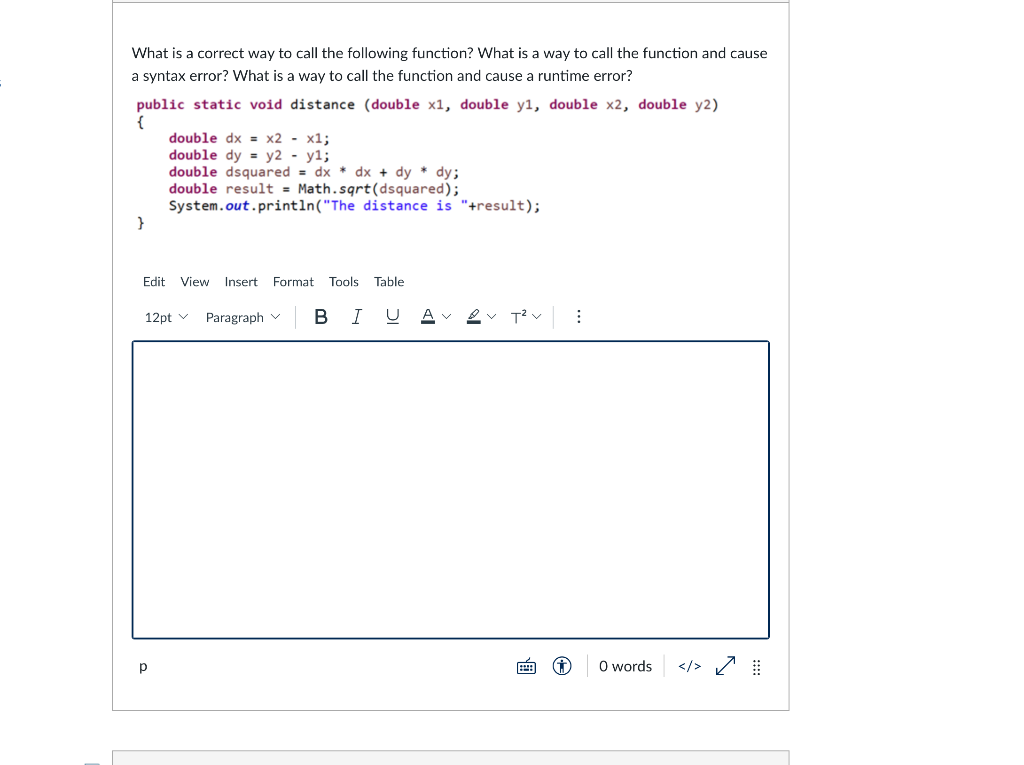Solved What is a correct way to call the following function? | Chegg.com