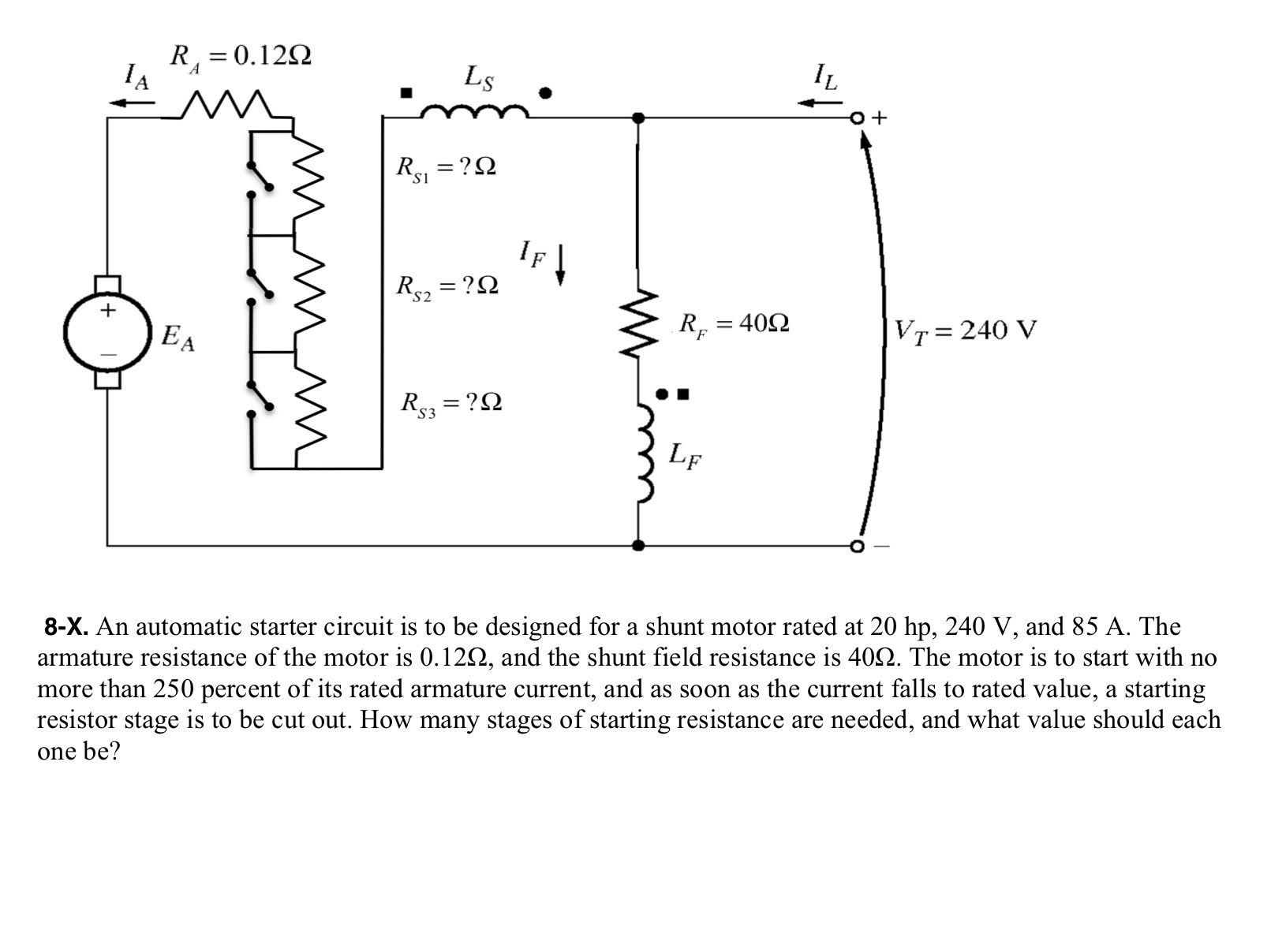 8-X. An automatic starter circuit is to be designed | Chegg.com
