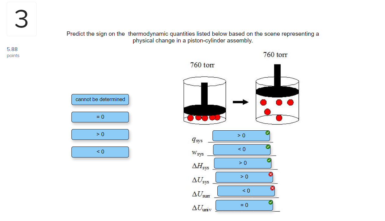 Solved Predict the sign on the thermodynamic quantities | Chegg.com