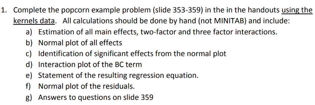 1. Complete the popcorn example problem (slide | Chegg.com