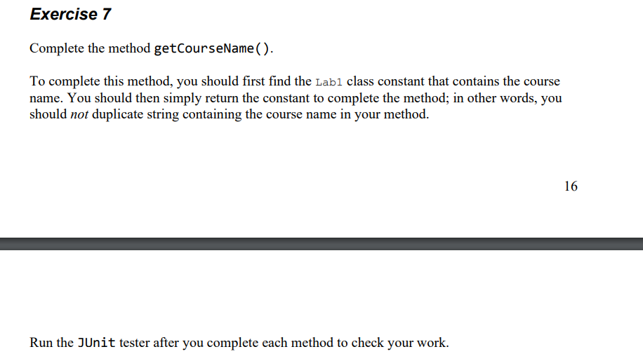 Solved I∗∗ ∗ Returns the course name as the string. ∗ ∗ | Chegg.com