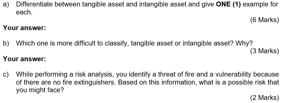 Solved a) Differentiate between tangible asset and | Chegg.com