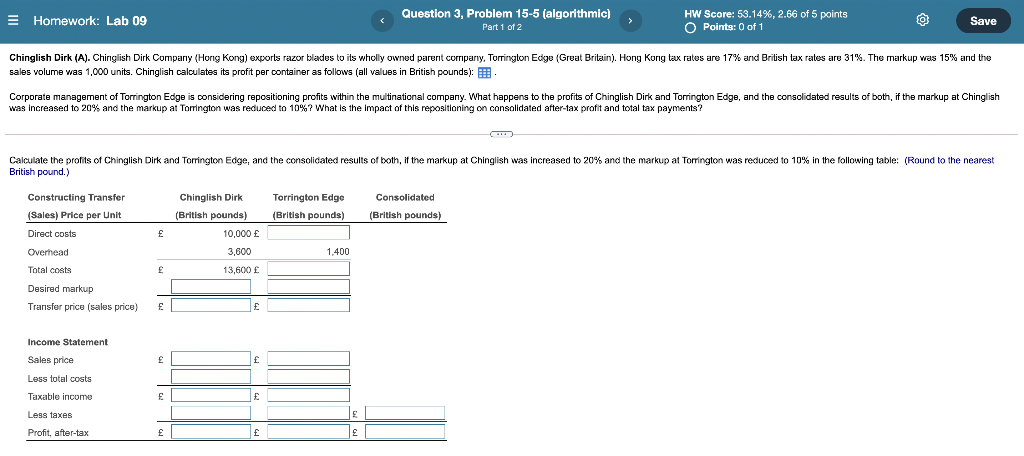 Solved = Homework: Lab 09 Question 3, Problem 15-5 | Chegg.com