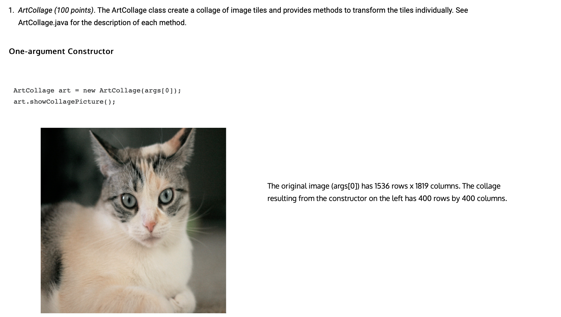 1. ArtCollage (100 points). The ArtCollage class | Chegg.com