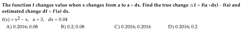 Solved The function f changes value when x changes from a to | Chegg.com