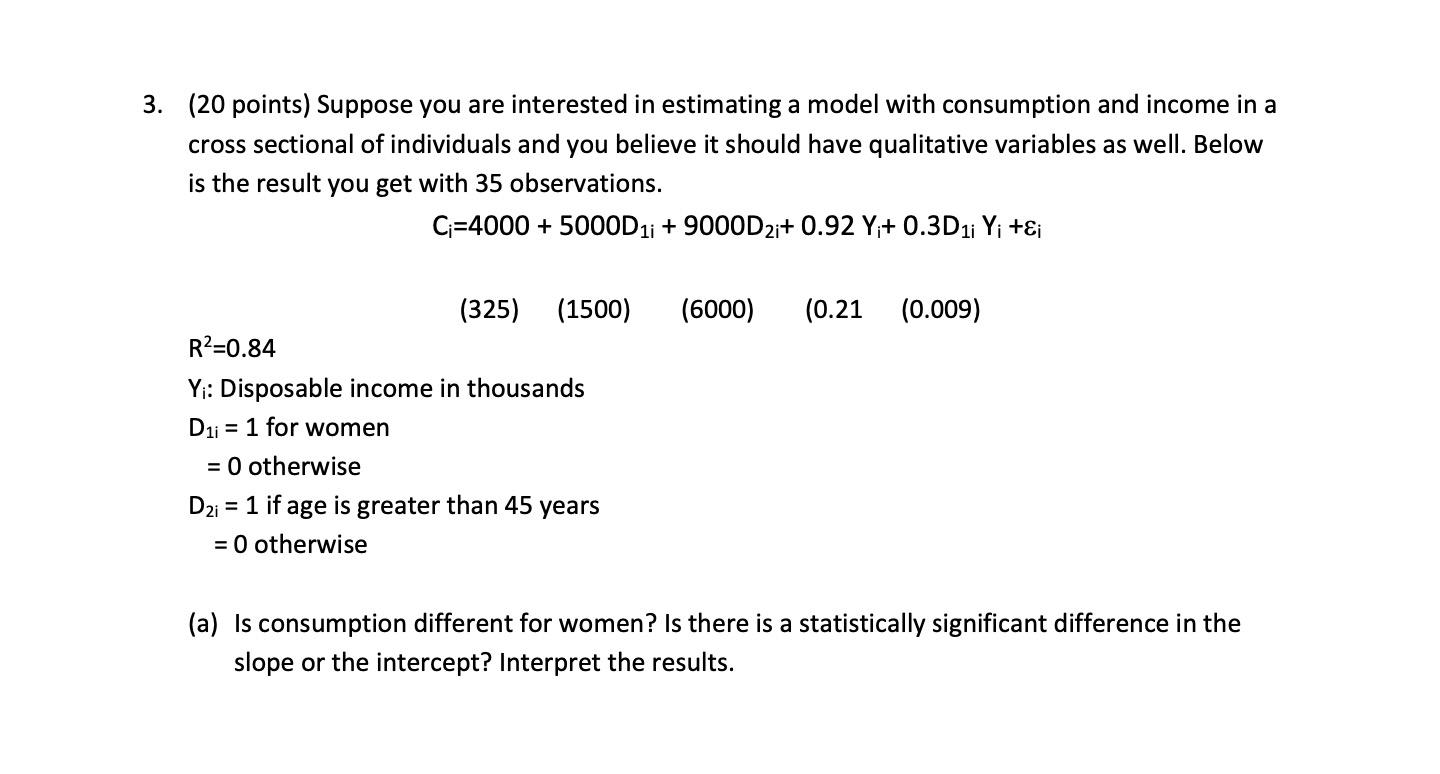 Solved 3. (20 points) Suppose you are interested in | Chegg.com