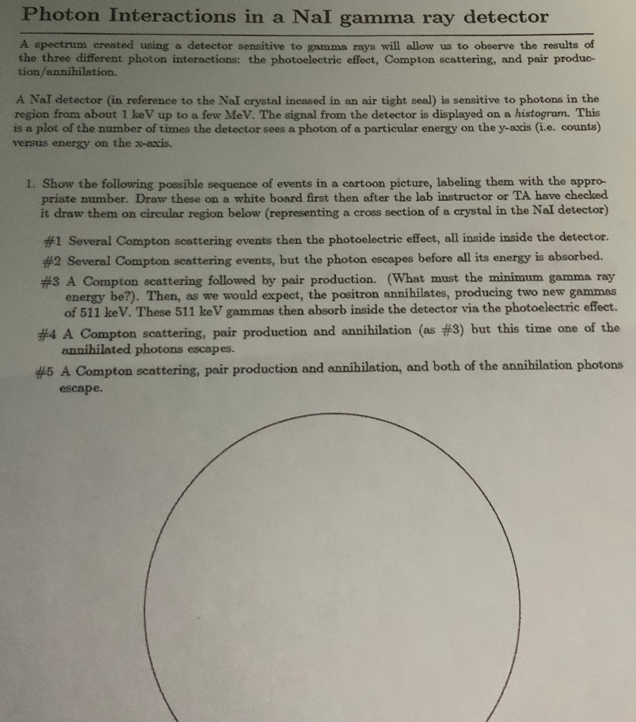 Solved Photon Interactions in a Nal gamma ray detector A | Chegg.com
