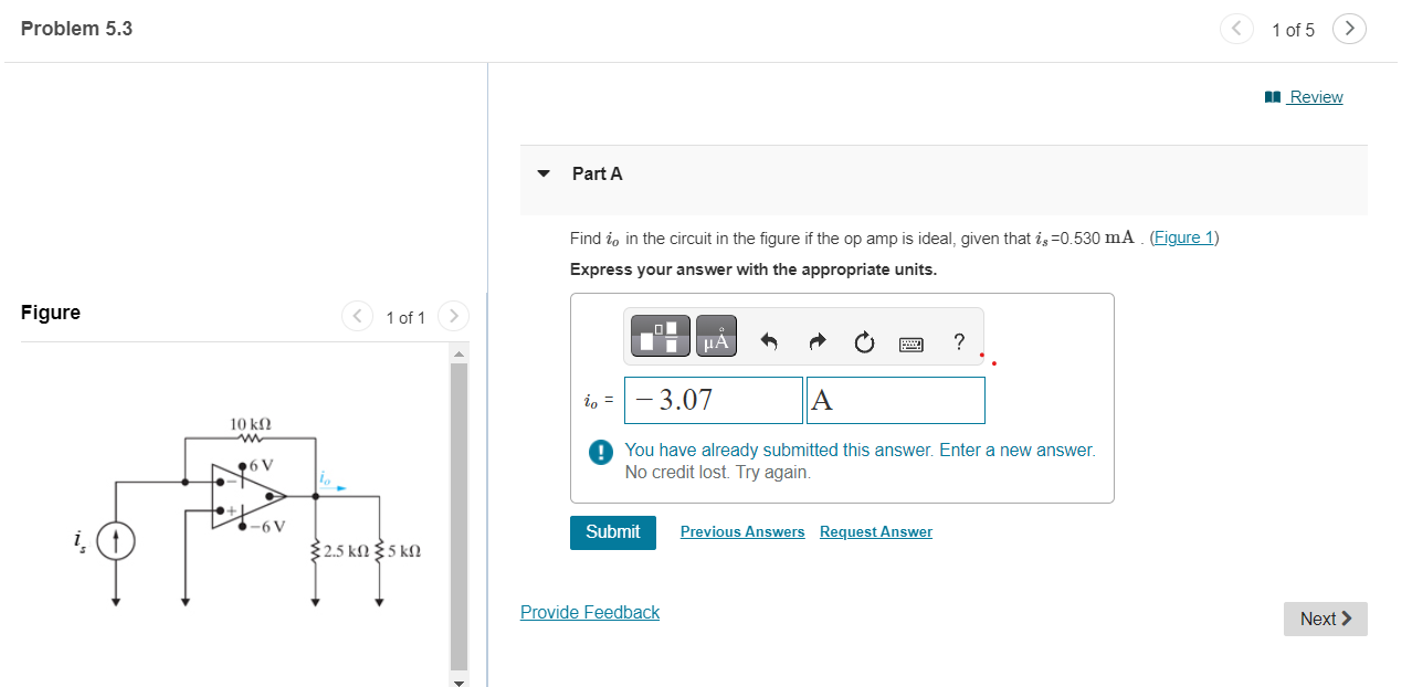 Solved Find io in the circuit in the figure if the op amp is | Chegg.com
