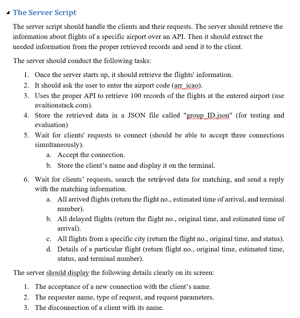 Solved Multithreaded Flights arrival Client/Server | Chegg.com