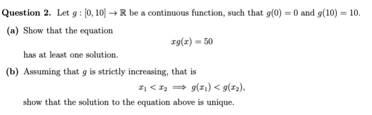 Solved Question 2 Let G 010 →r Be A Continuous Function 