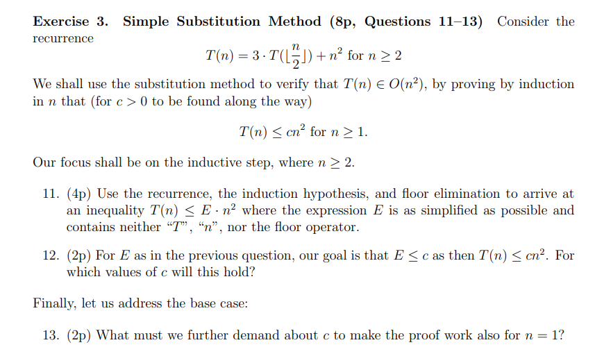 Solved Exercise 3. Simple Substitution Method (8p, Questions | Chegg.com