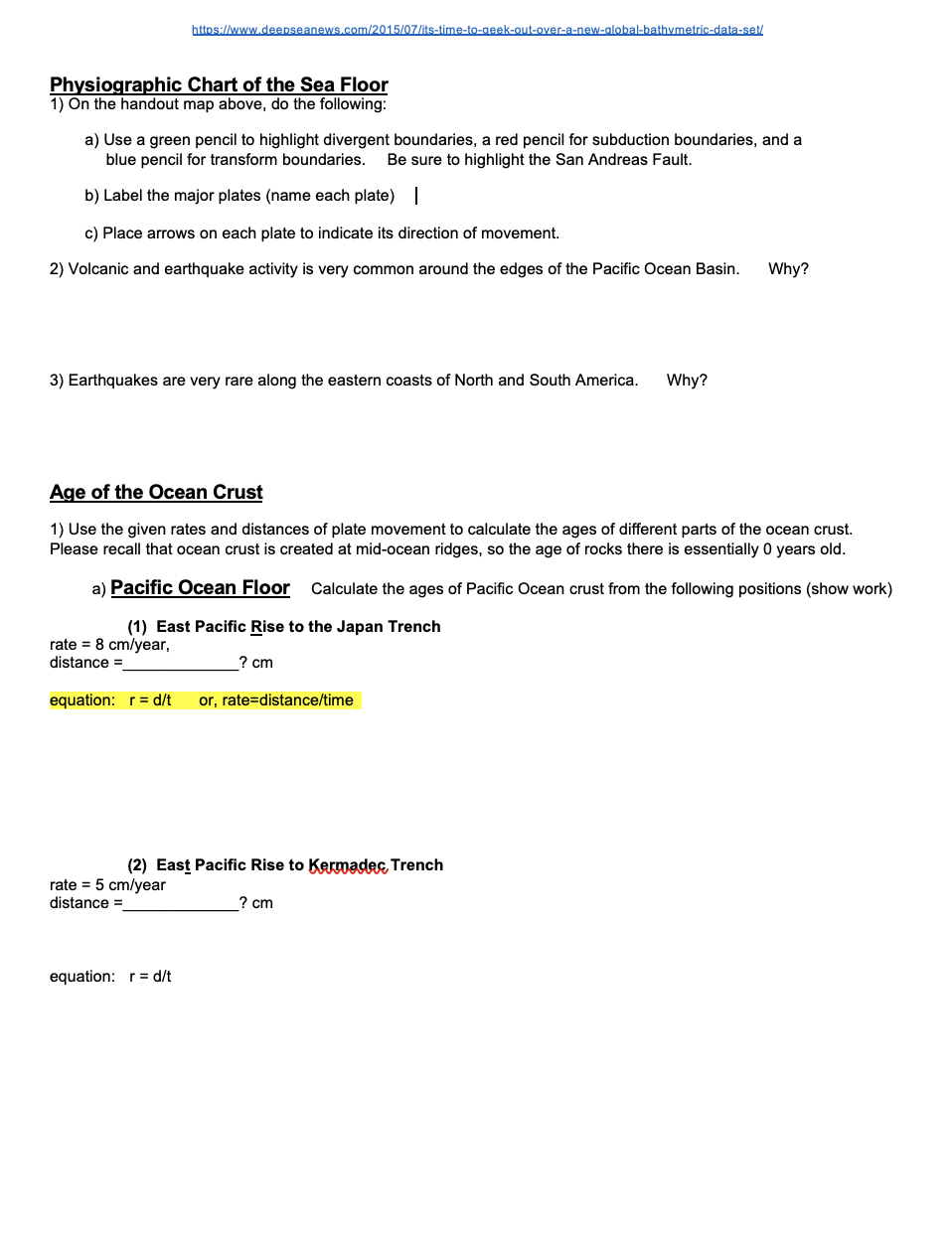 Solved Part-1: PLATE TECTONICS LAB Objectives: You will | Chegg.com