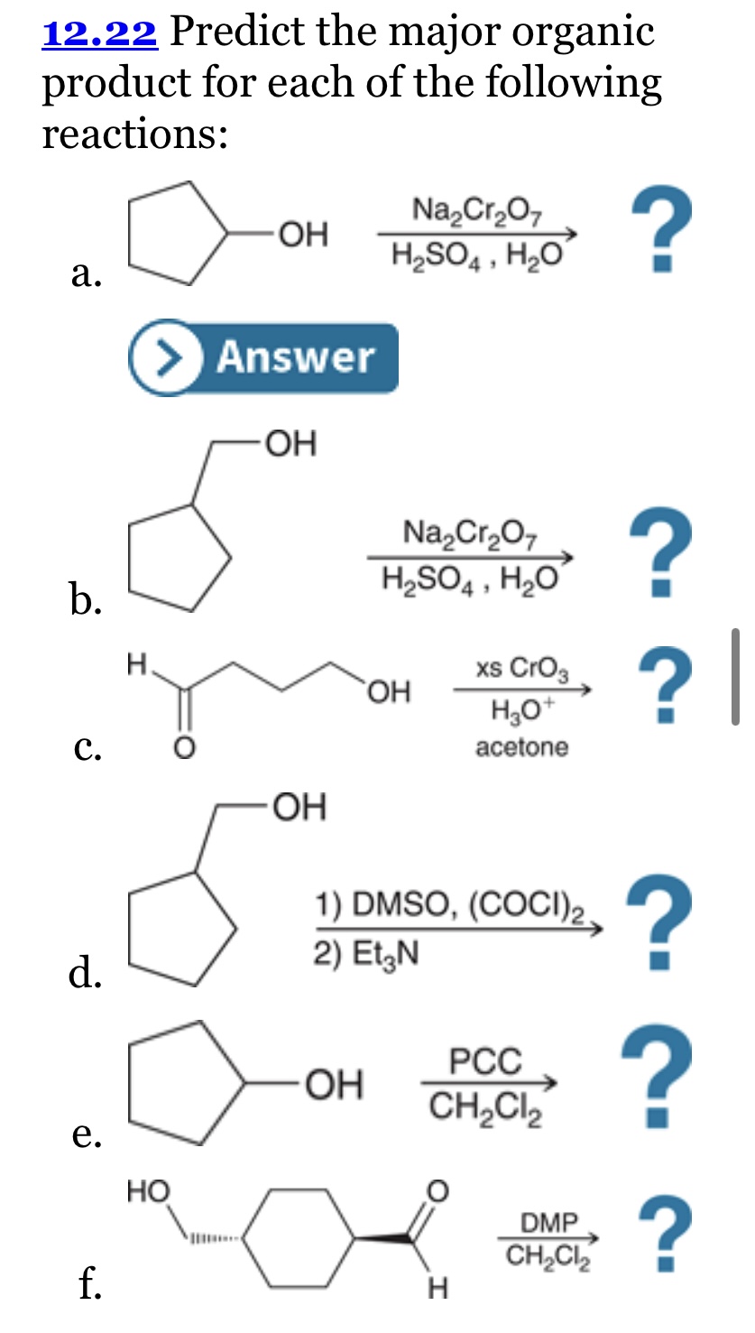 Solved 12.22 ﻿Predict the major organic product for each of | Chegg.com