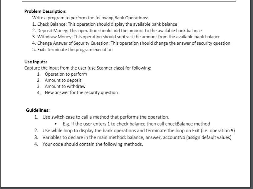 Solved Problem Description: Write a program to perform the | Chegg.com