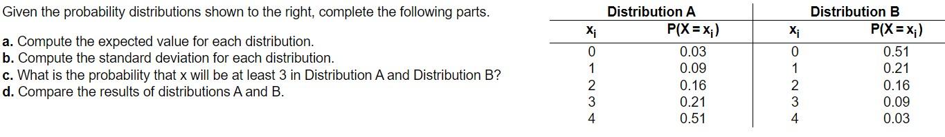 Solved Find the expected value for distribution for A and B; | Chegg.com