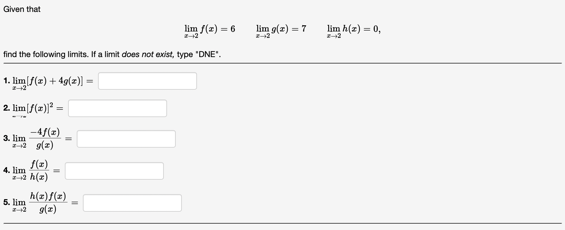 Solved Given that limx→2f(x)=6limx→2g(x)=7limx→2h(x)=0, find | Chegg.com