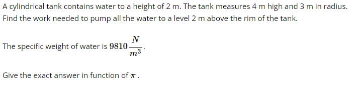 Solved A cylindrical tank contains water to a height of 2 m. | Chegg.com