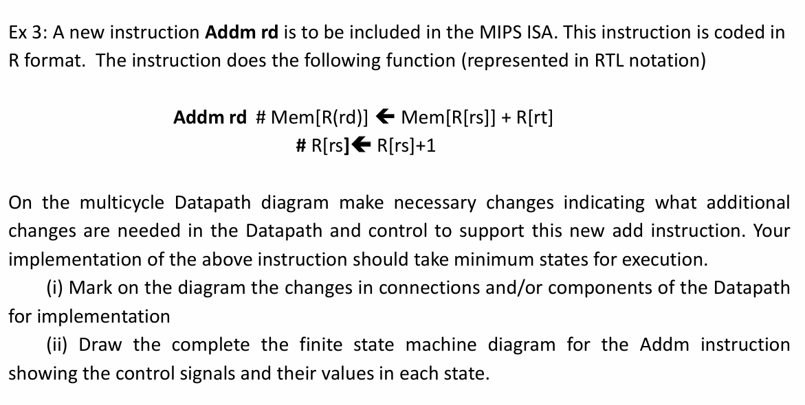 On the multicycle Datapath diagram make necessary | Chegg.com