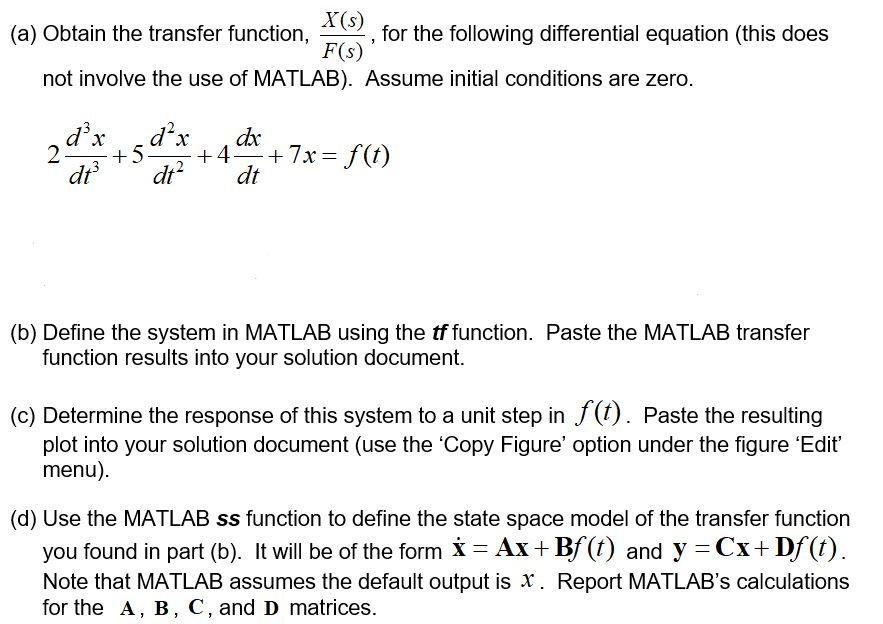 (a) Obtain the transfer function, he following | Chegg.com