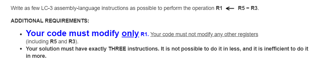 Solved Write as few LC-3 assembly-language instructions as | Chegg.com