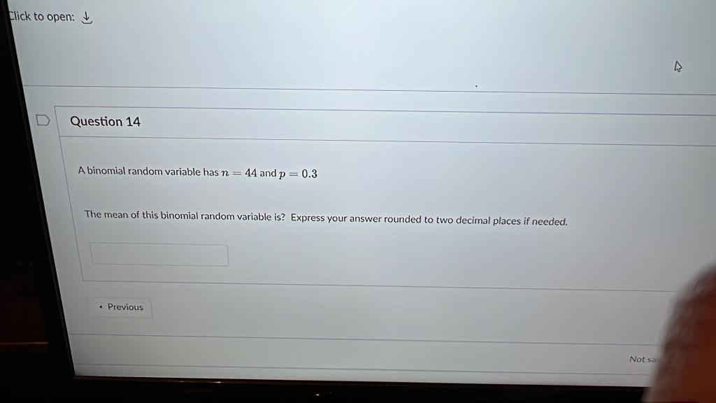 Solved A binomial random variable has n=44 and p=0.3 The | Chegg.com