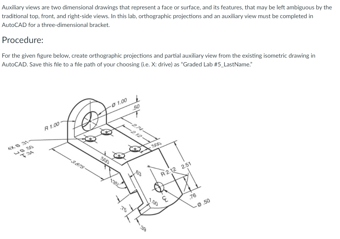 Solved Auxiliary views are two dimensional drawings that | Chegg.com