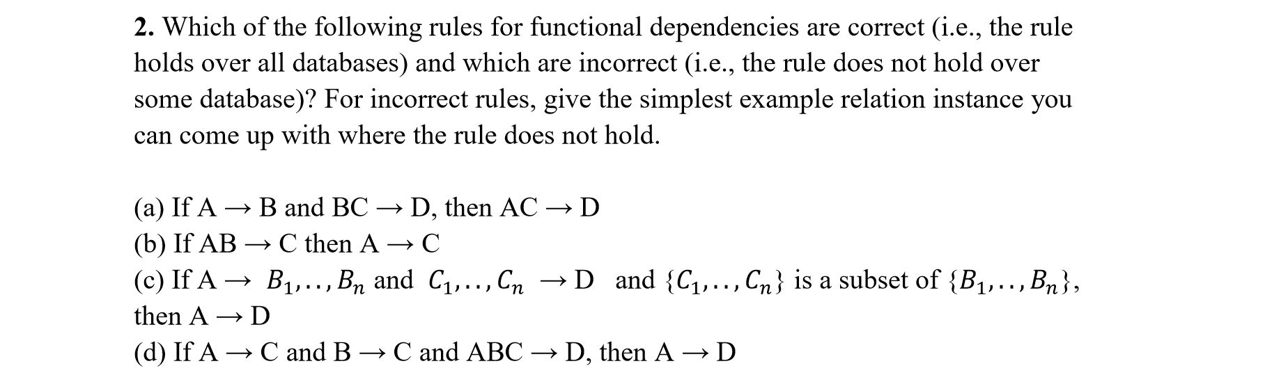 Solved 2. Which of the following rules for functional | Chegg.com