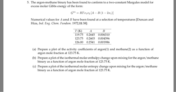5. The argon-methane binary has been found to conform | Chegg.com