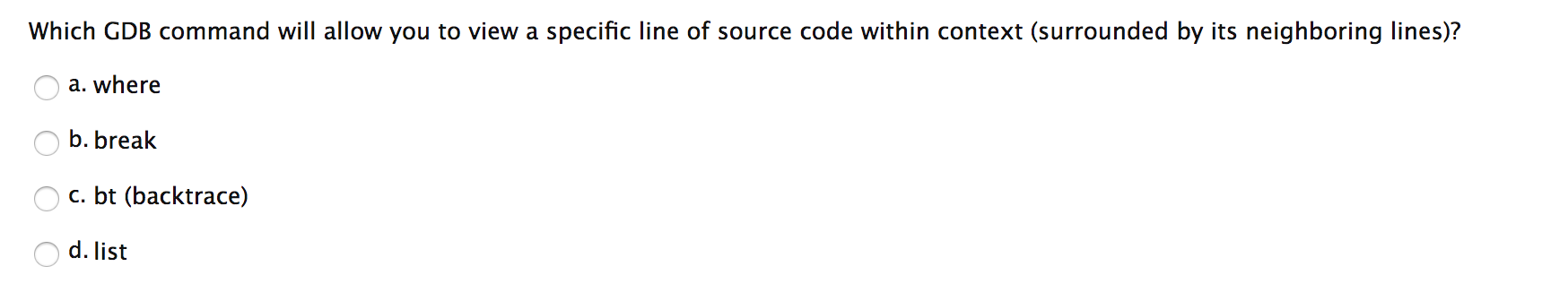 Solved Which Gdb Command Will Allow You To View A Specific