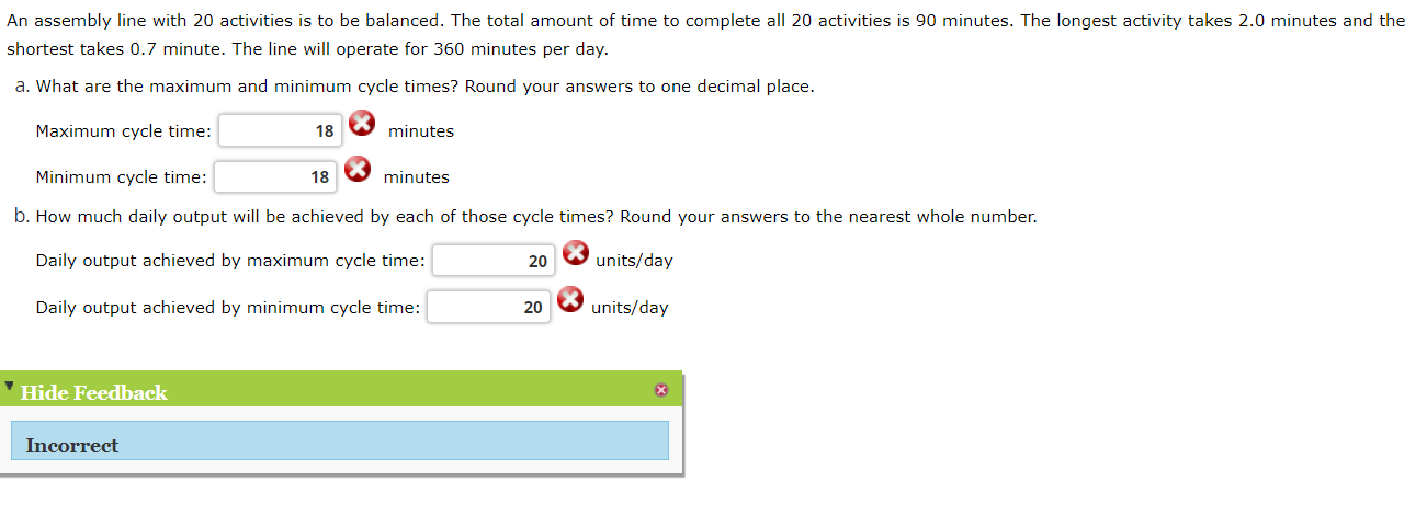 Solved An assembly line with 20 activities is to be | Chegg.com
